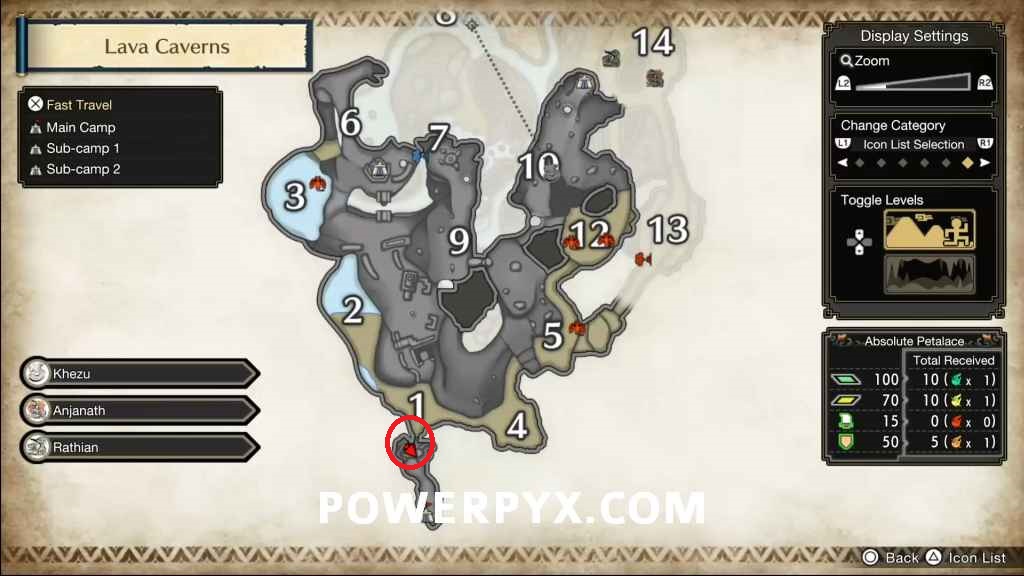 Monster Hunter Rise - Lava Caverns Relic Locations