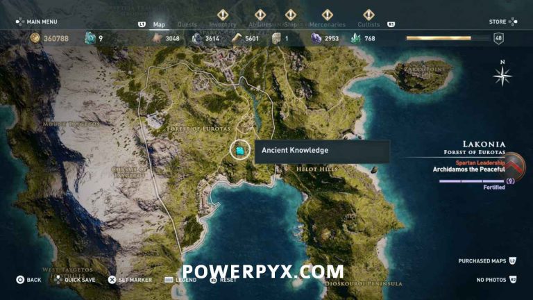 Assassin's Creed Odyssey Ancient Tablet Locations Map