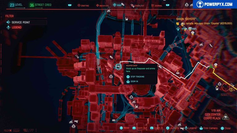 Cyberpunk 2077 All Weapon Shop Locations