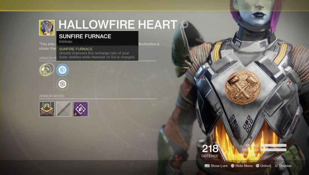 Destiny 2 Exotic Gear: Hallowfire Heart (Titan Chest Armor)