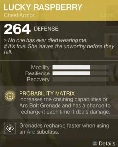Destiny 2 Exotic Gear: Lucky Raspberry (Hunter Chest Armor)