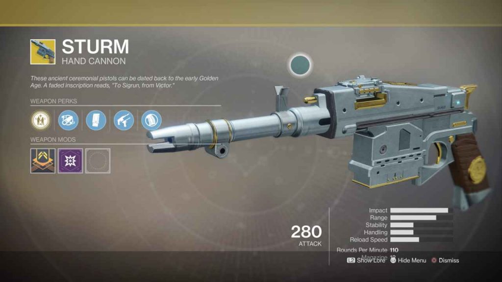Destiny 2 Exotic Gear: Sturm (Primary Weapon)