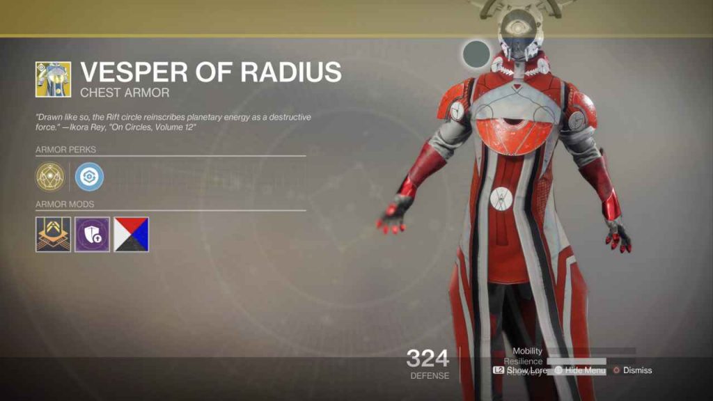 Destiny 2 Curse of Osiris Exotic: Vesper of Radius (Warlock Gauntlets)