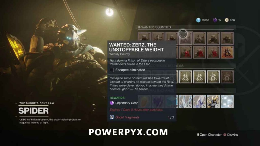 Destiny 2 Zerz, The Unstoppable Weight Bounty Location