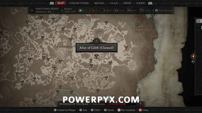 Diablo 4 Fractured Peaks All Altars of Lilith Locations