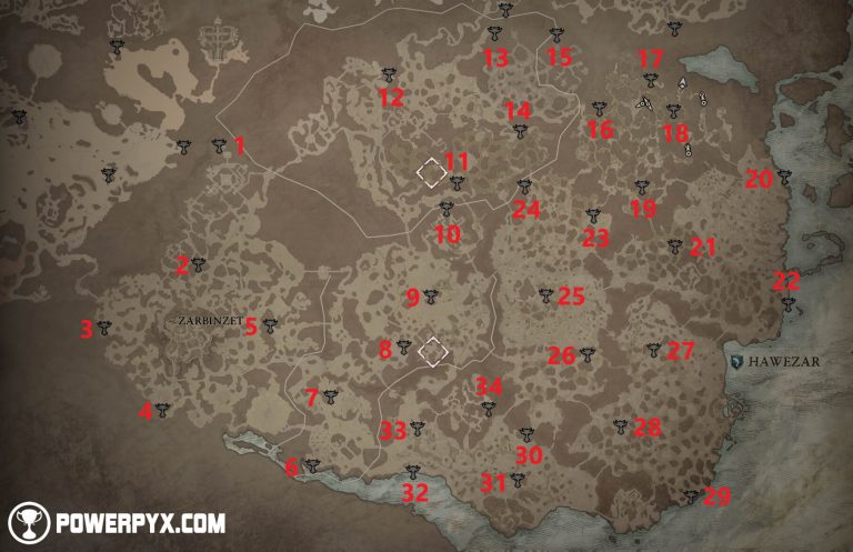 Diablo 4 Hawezar All Altar of Lilith Locations